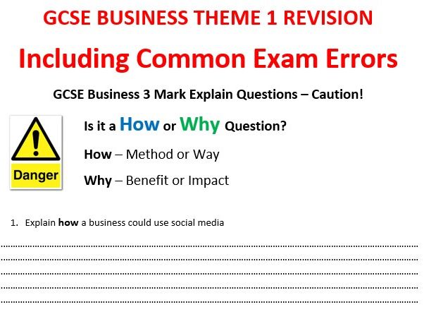 GCSE Business Theme 1 Key Revision Resource Pack Edexcel | Teaching ...