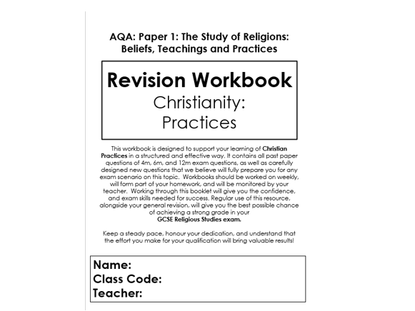 AQA Workbook: Christianity Practices | Teaching Resources