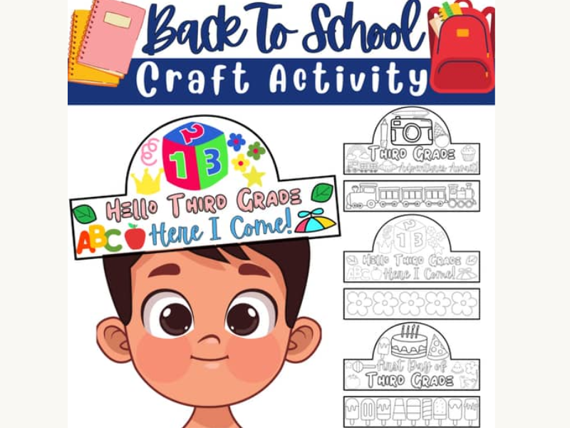 Hello Third Grade Back to School Crown Craft: Hats, Crafts, Crowns ...