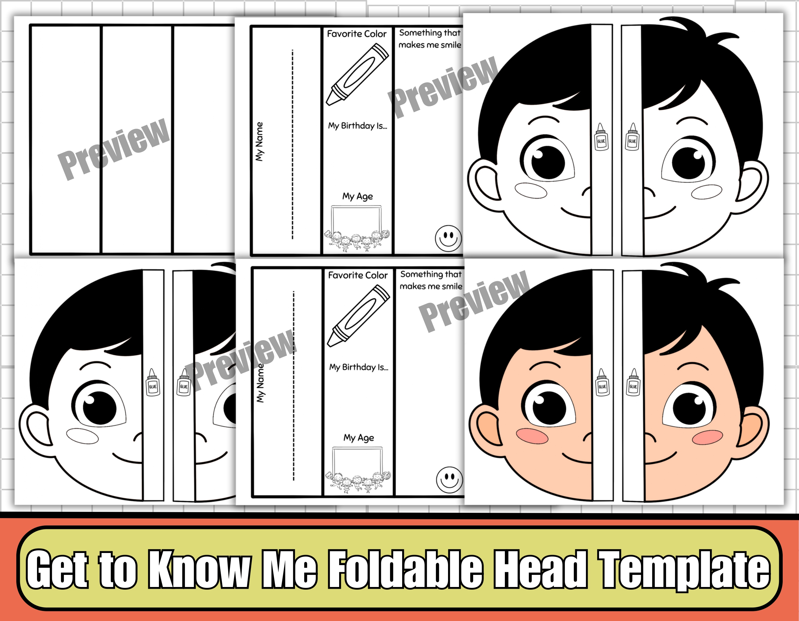 All About Me Face Craft–Back to School Activity | Get to Know Me ...