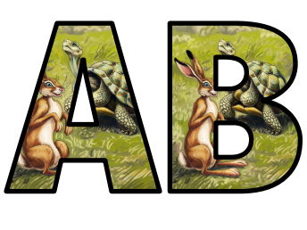 Fable Tortoise and the Hare Lettering Set Display Title Letters Numbers ...