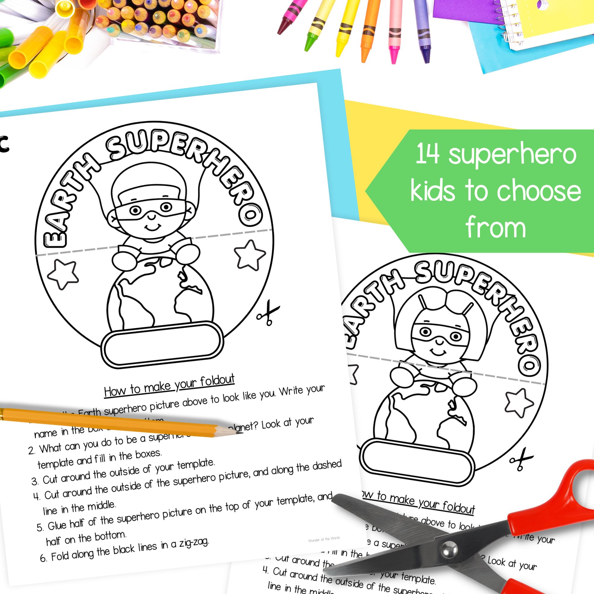 Earth Day superhero writing foldable craft activity KS1 KS2 | Teaching ...
