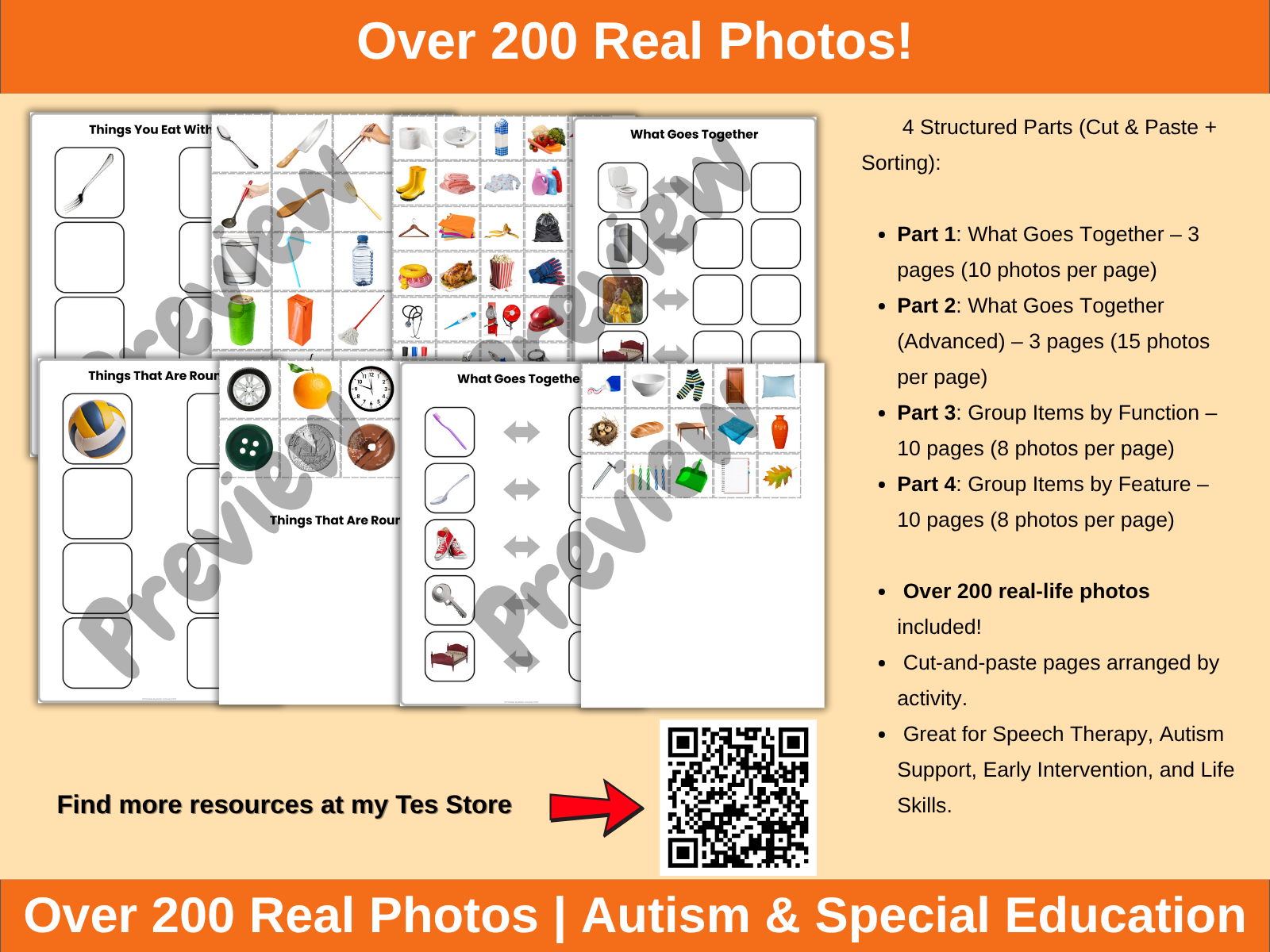 What Goes Together & Group by Function | Real Photo Worksheets for Autism & Special Ed ...