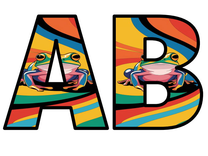Frog Rainbow Toad Colors Modern Lettering Set Instant Display Title All ...