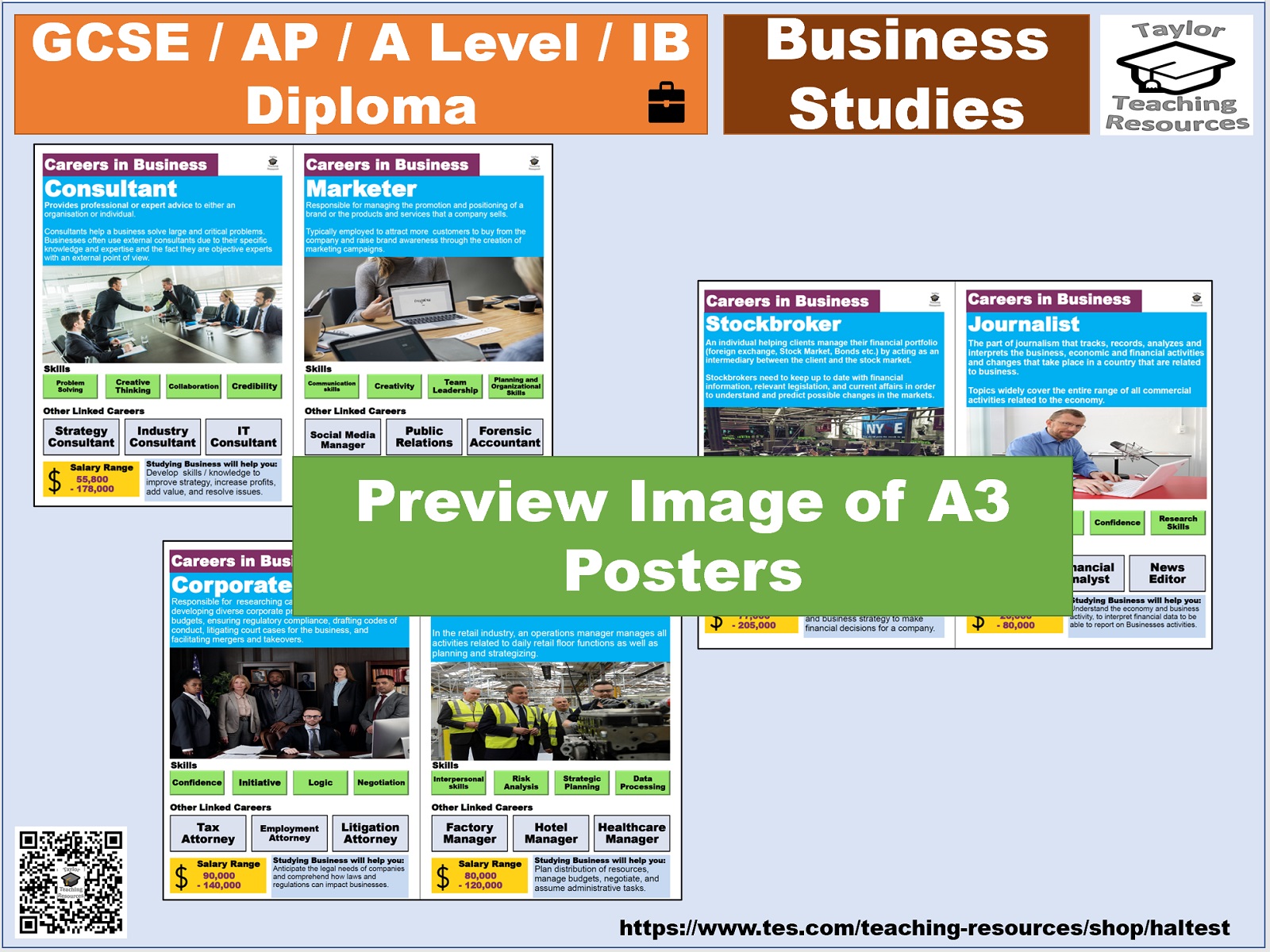 Business Careers - A3 Classroom Poster Pack | Teaching Resources