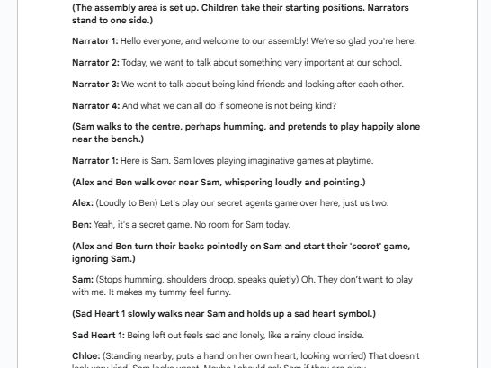 Anti-Bullying Key Stage One Class Assembly Script | Teaching Resources