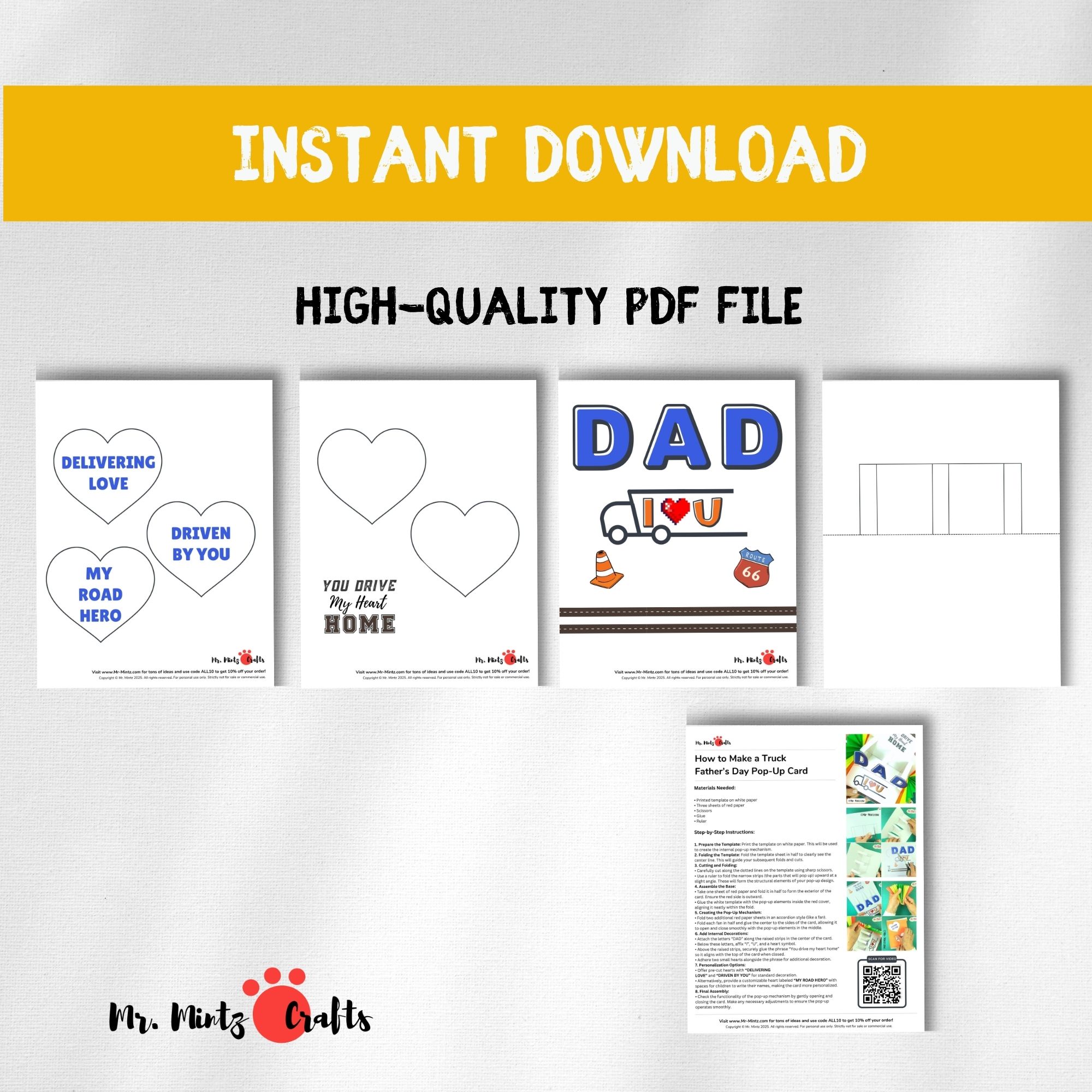 Pop-Up Card for Dad – Printable Truck Driver Gift for Father’s Day or ...