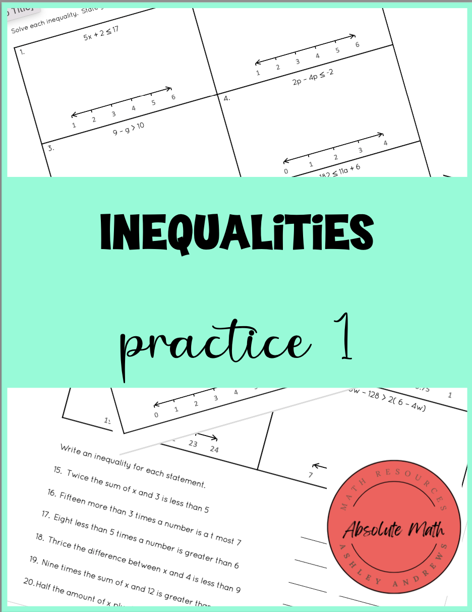 Inequalities Practice 1 Teaching Resources Inequalities Practice 1 Teaching Resources