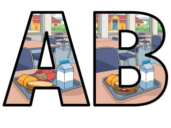 Lunch Tray School Dinners Lunchtime Lettering Set Display Title Letters ...
