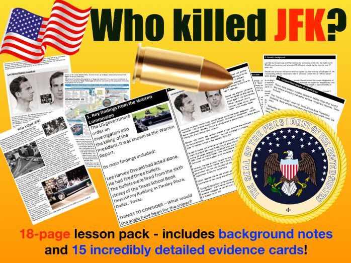 Who killed JFK? - 18-page full lesson (notes, card sort, history ...