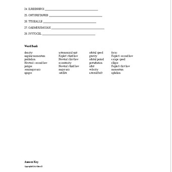 Orbits and Gravity Word Scramble for Astronomy Students | Teaching ...