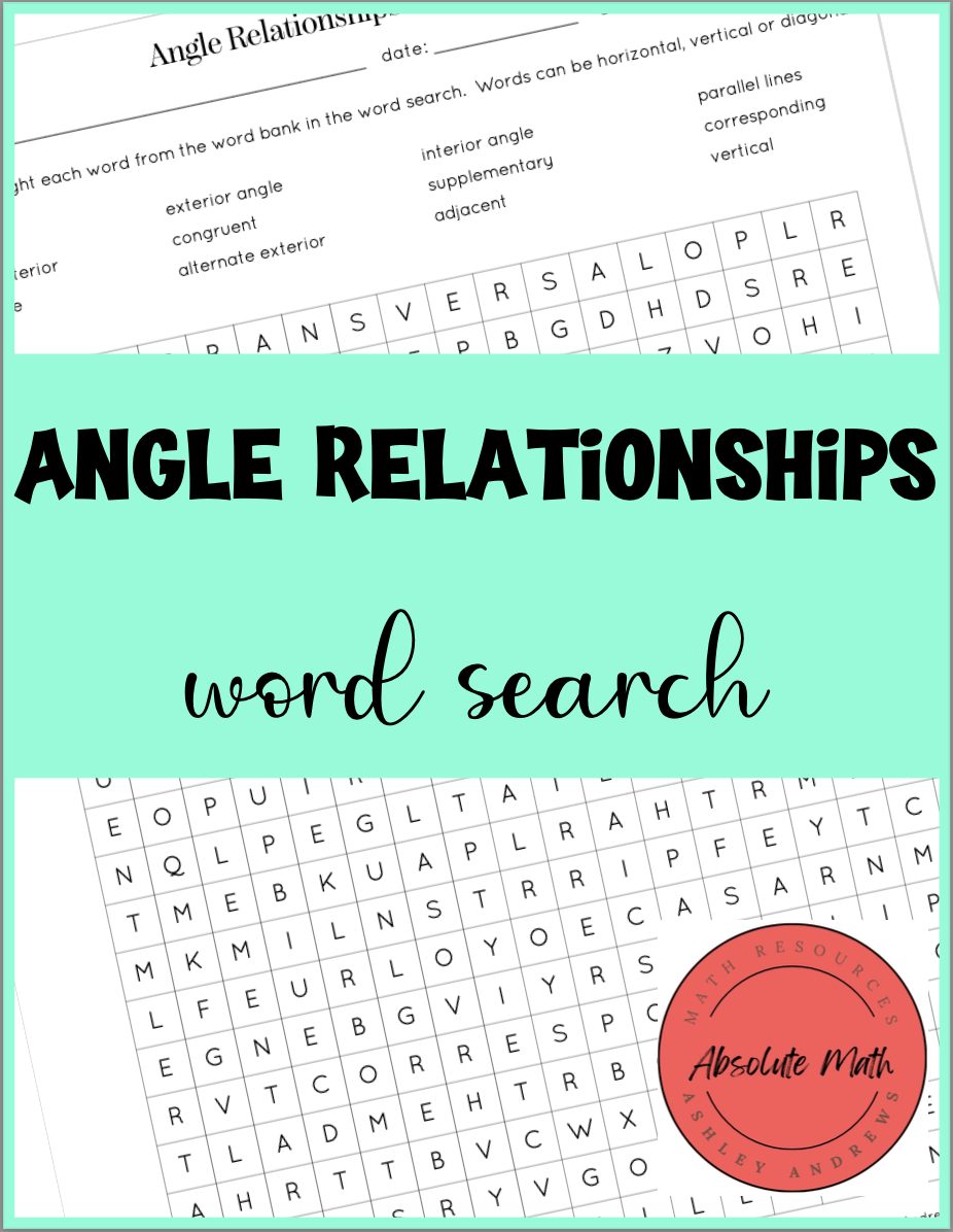 Angle Relationships Word Search | Teaching Resources