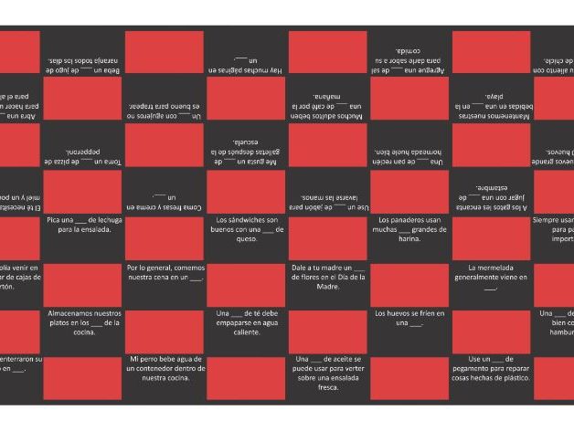 Container Words Spanish Checker Board Game | Teaching Resources
