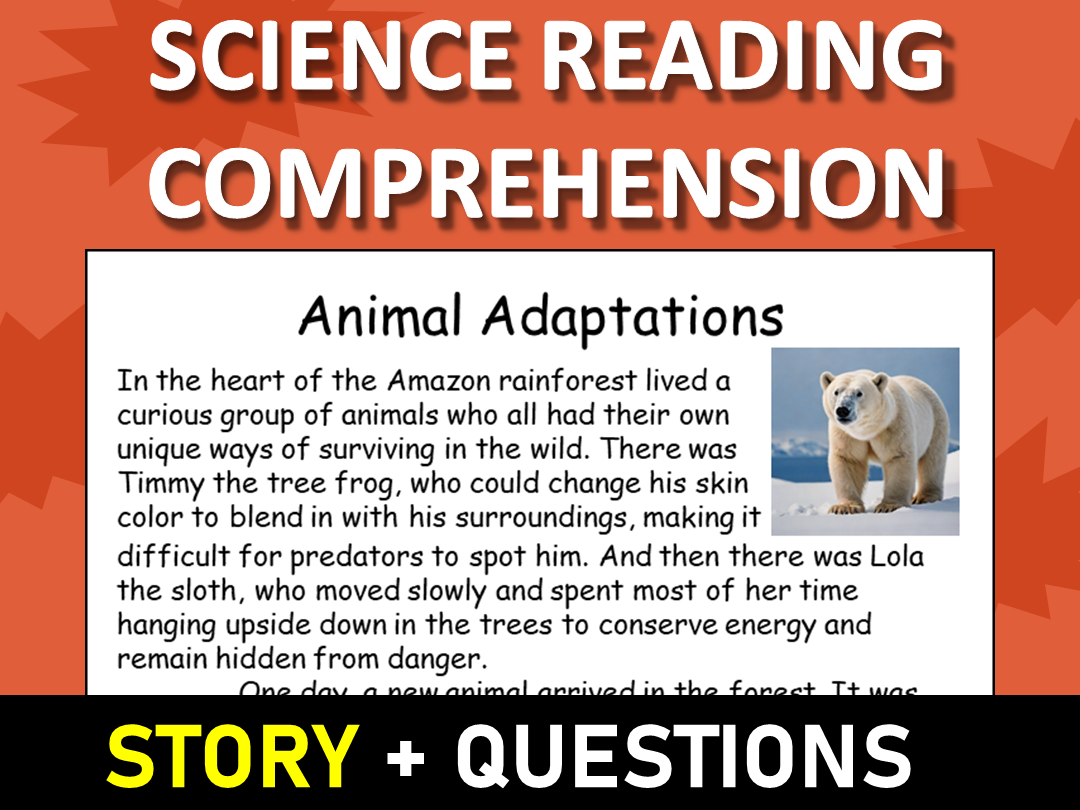 Animal Adaptations Reading Science Story Comprehension Questions ...