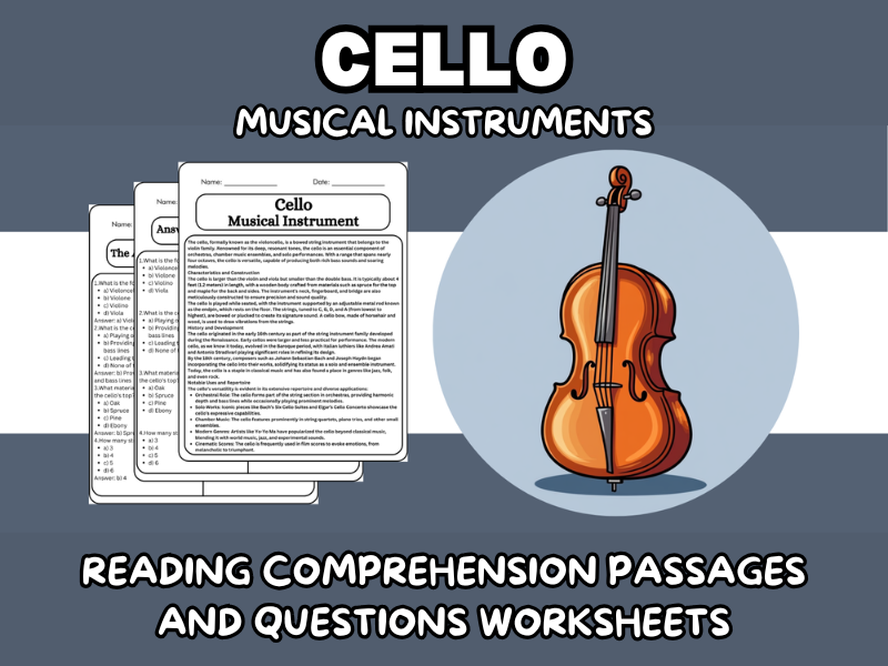 Cello - Musical Instruments Reading Comprehension Passages and ...