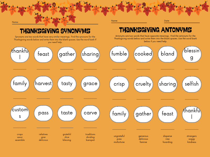 Printable Thanksgiving Family Values Coloring and Activity Book for ...
