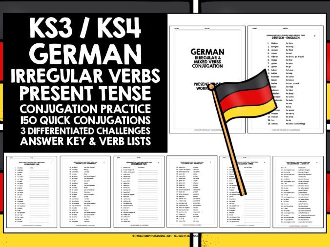 GERMAN GCSE VERBS CONJUGATION PRESENT, PERFECT, IMPERFECT TENSES ...