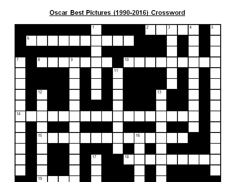 Crossword On Oscar Best Picture Winners 1990 2016 Answers Crossword On Oscar Best Picture Winners 1990 2016 Answers