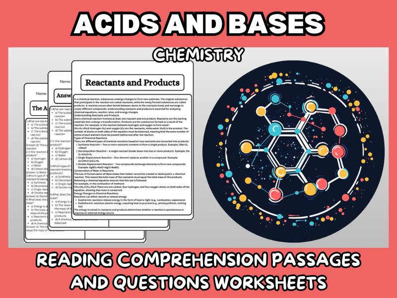 Acids and Bases - Chemistry Reading Comprehension Passages & Questions ...