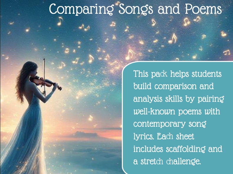 Lyrics as Poetry: 5 KS3 Worksheets – Poems & Song Lyrics for Engaging ...