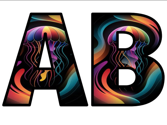 Jellyfish Art Ocean Sea Creature Rainbow Lettering Set Display Title ...