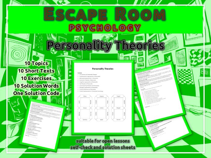 Psychology ESCAPE ROOM - Personality Theories (10 Texts+Exercises ...