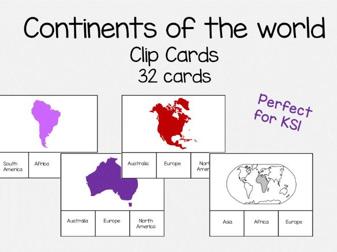 Continent recognition clip cards | Teaching Resources