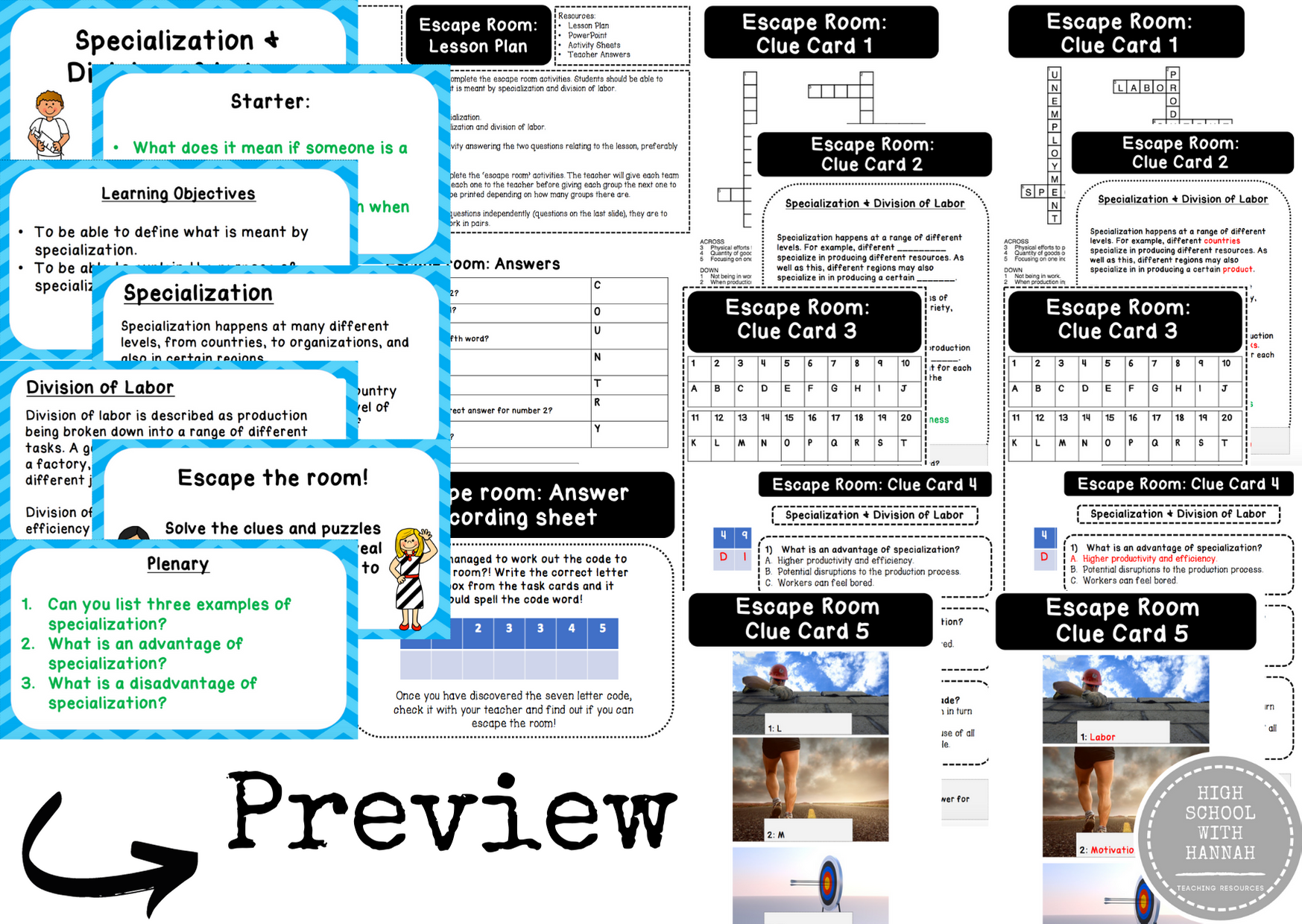 Specialisation & Division of Labour - Escape Room | Teaching Resources