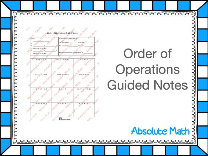 Order of Operations Guided Notes | Teaching Resources