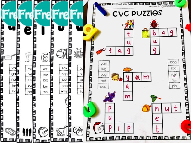 CVC word puzzles (sample) | Teaching Resources