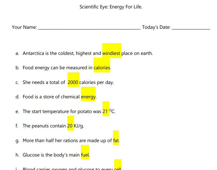 Scientific Eye Respiration: Energy for Life video questions ...