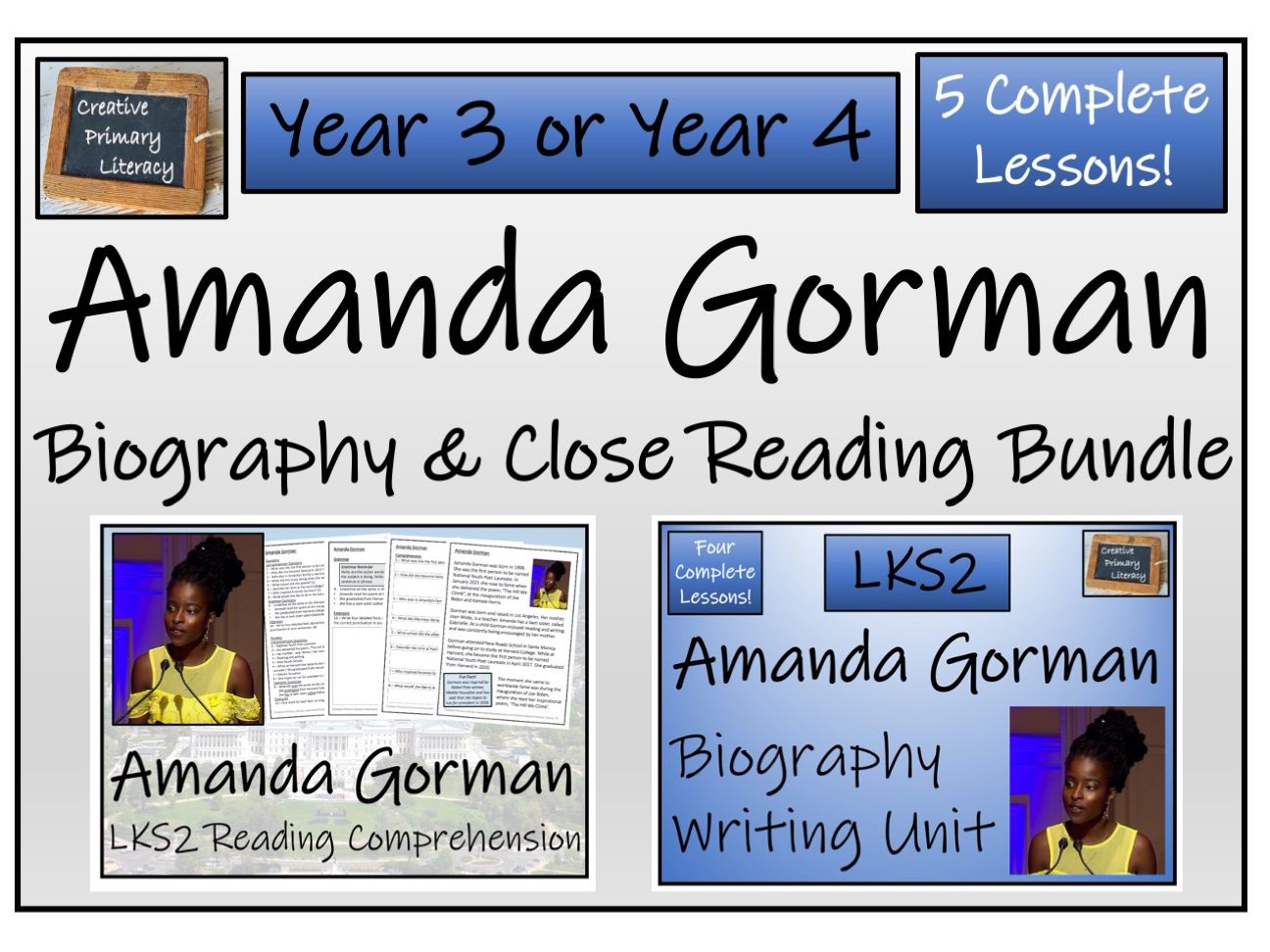 LKS2 - Amanda Gorman Reading Comprehension & Biography Bundle ...