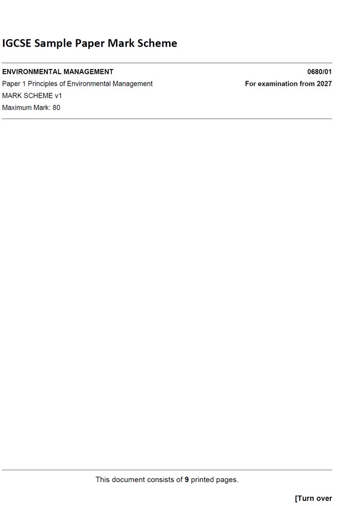 IGCSE Environmental Management 0680 Sample papers for the 2027 ...