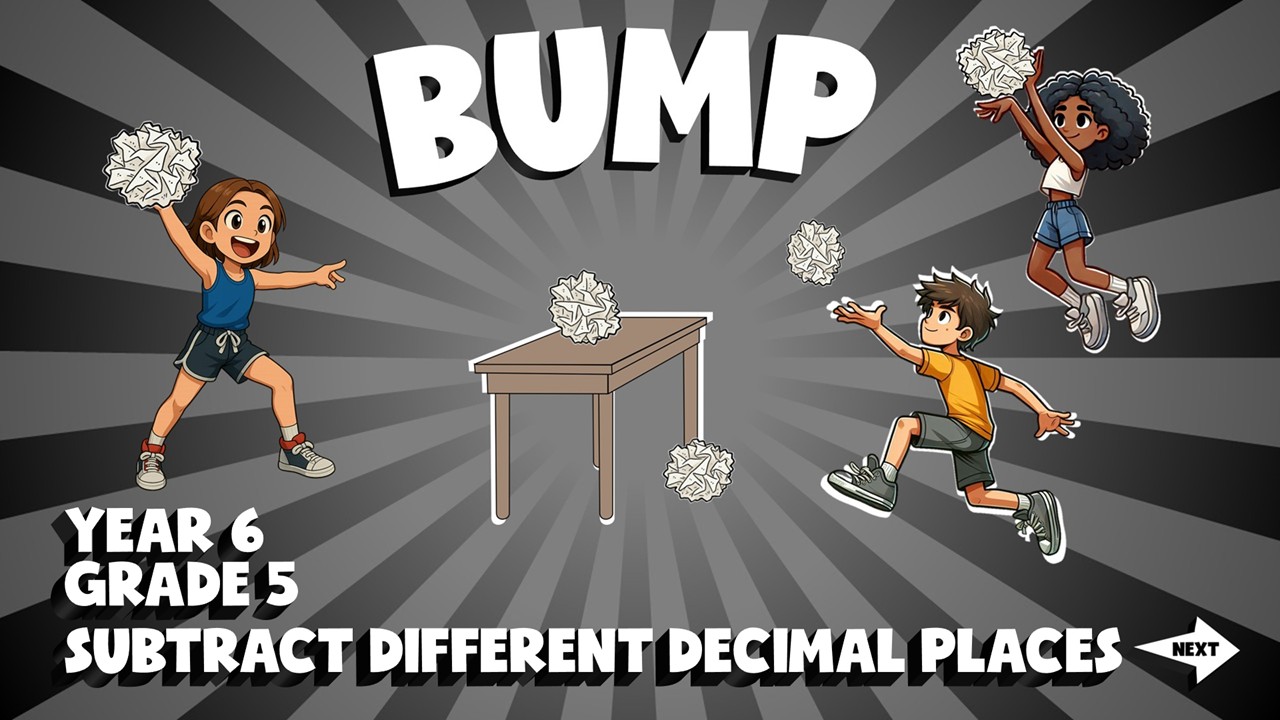 Subtract Different Decimal Places BUMP Maths Game | No-Prep Year 6 ...