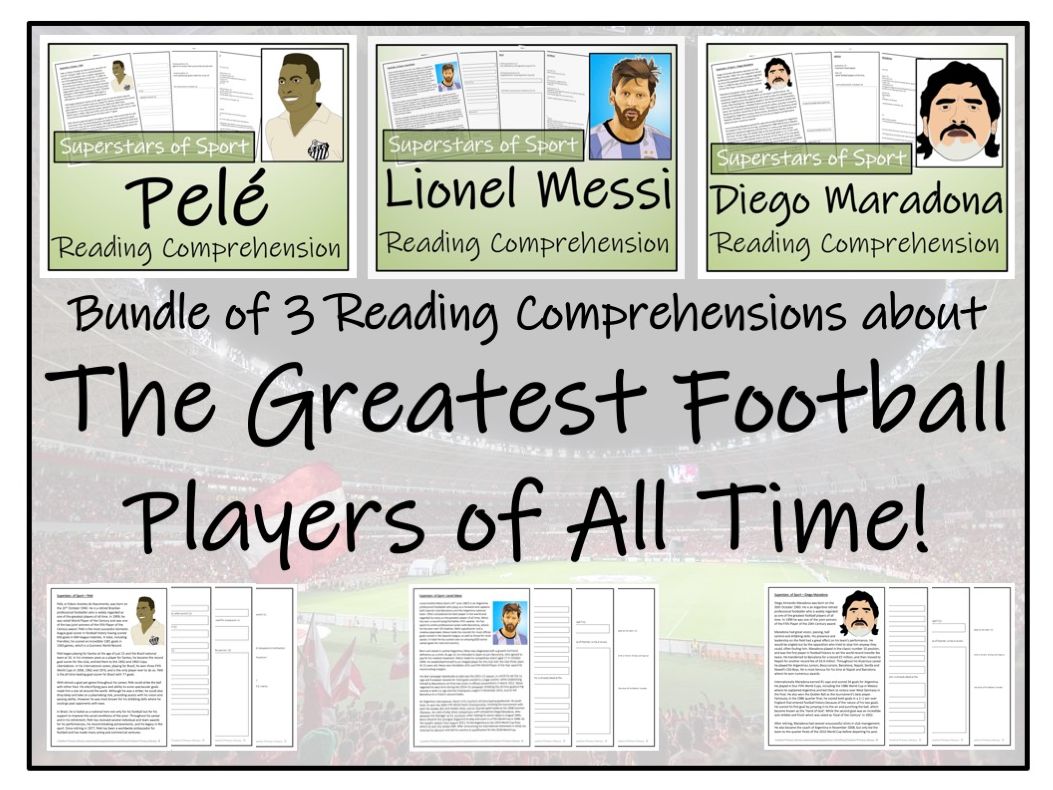 UKS2 Literacy - Greatest Footballers Bundle of Reading Comprehensions ...