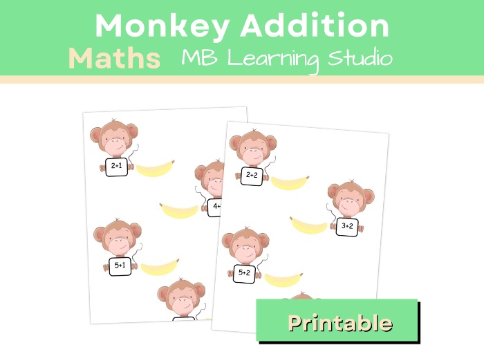 Monkey Addition Worksheet Math for EYFS & KS1 / Pre-K to Grade 1 ...