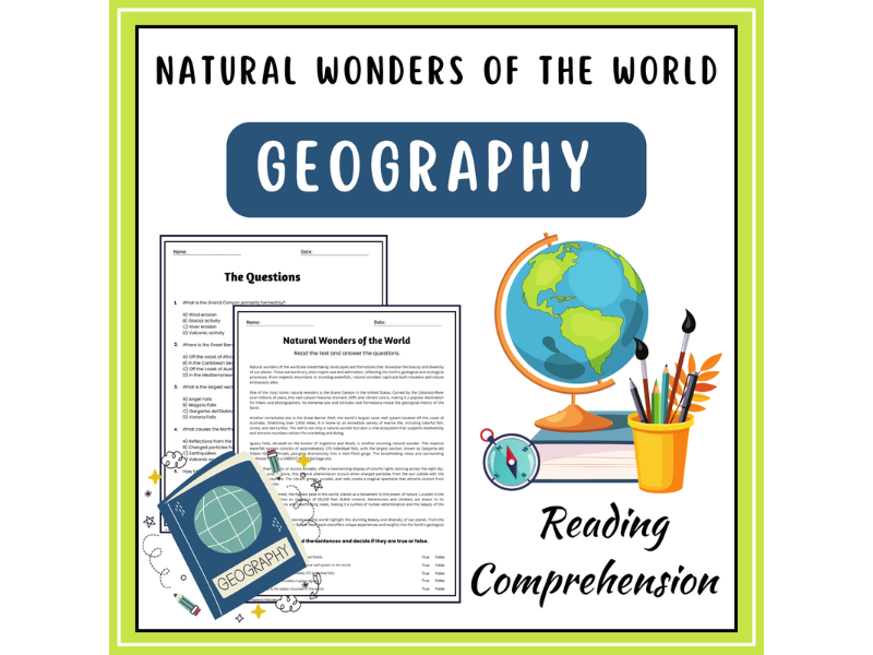 Natural Wonders of the World Reading Comprehension Passages & Questions ...