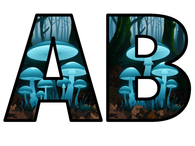 GLowing Blue Mushrooms Magic Lettering Set Instant Display Title All ...