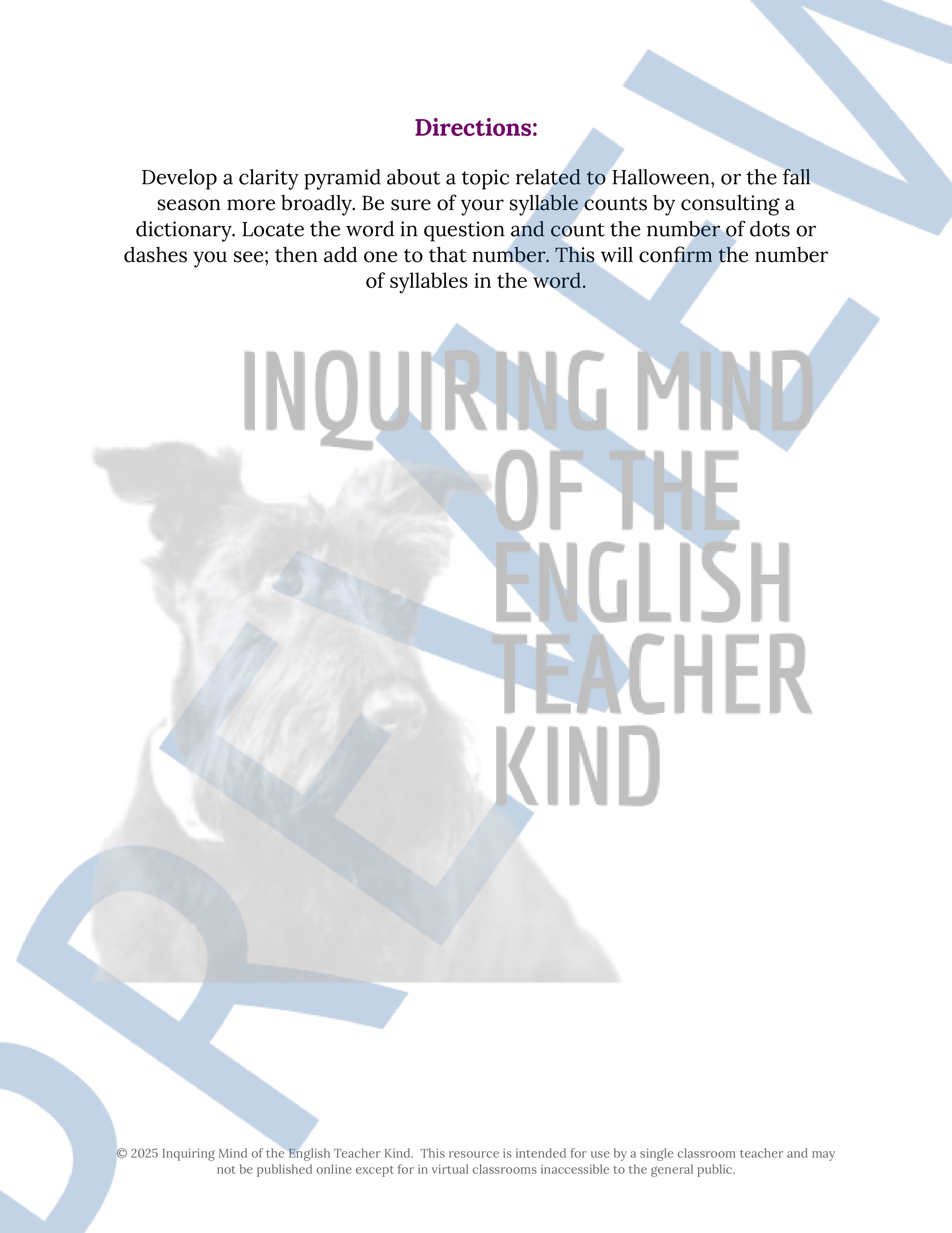 Clarity Pyramid Halloween Poetry Activity for Creative Writing | Teaching Resources