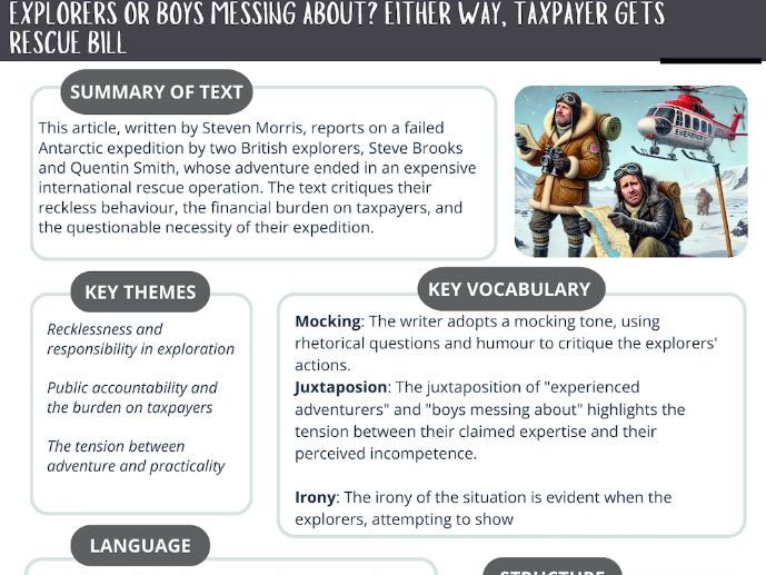 Edexcel IGCSE English Language: Explorers or Boys Messing About? | Teaching Resources
