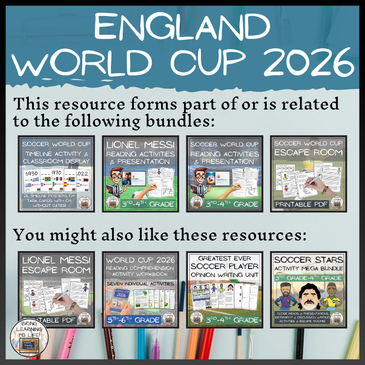 England World Cup 2026 Reading Comprehension Activities | Year 3 or ...