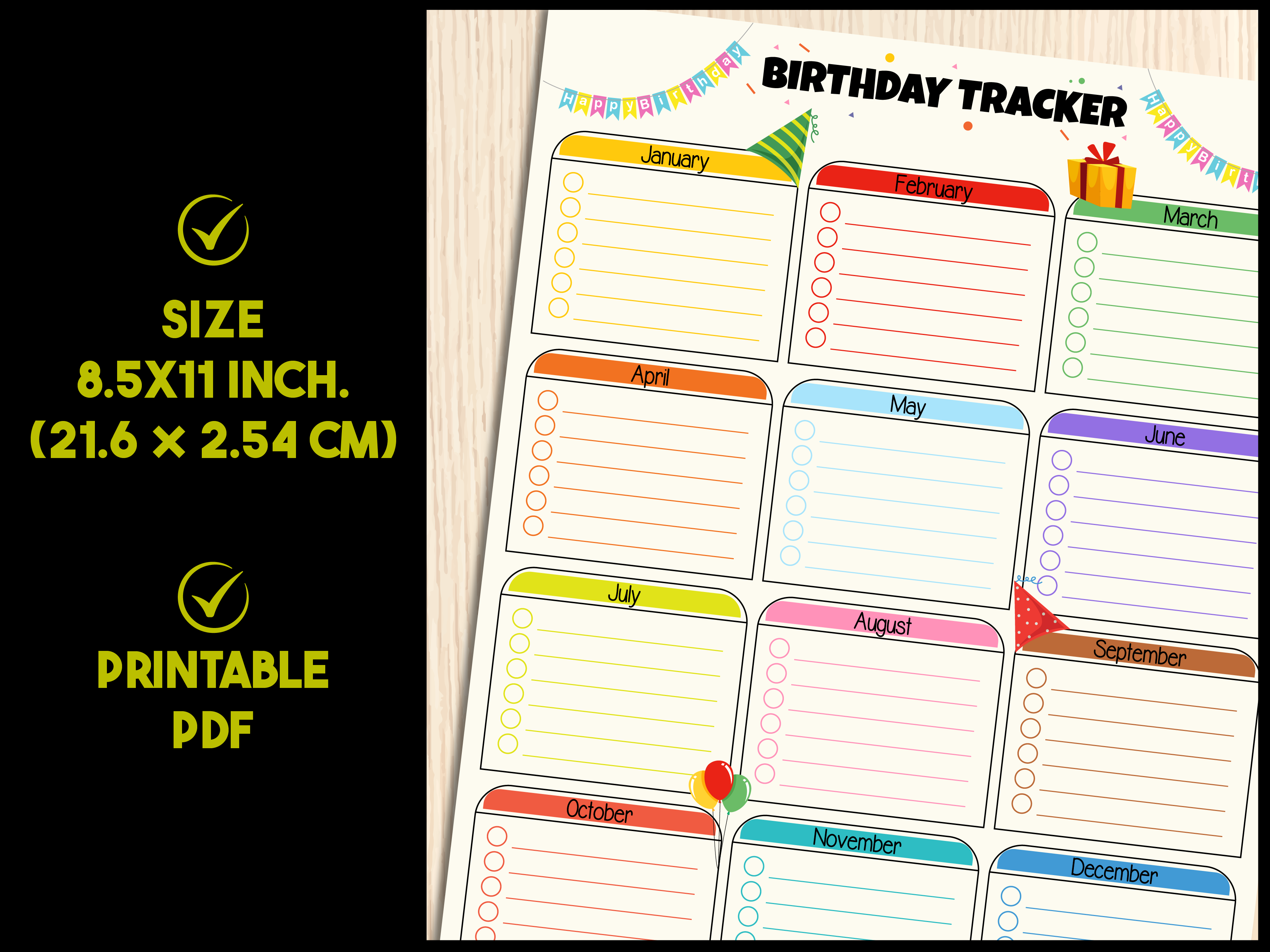 Birthday Tracker Form For Daycare, Preschool | Printable Birthday List ...