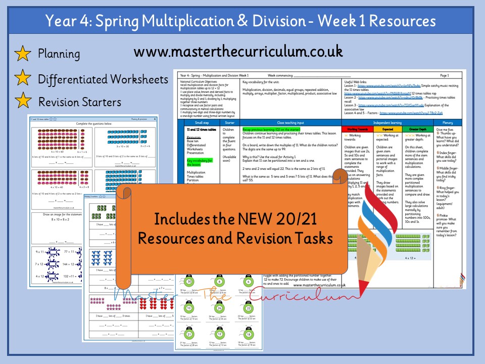 Year 4 – Week 1–Multiplication & Division Differentiated Worksheets ...