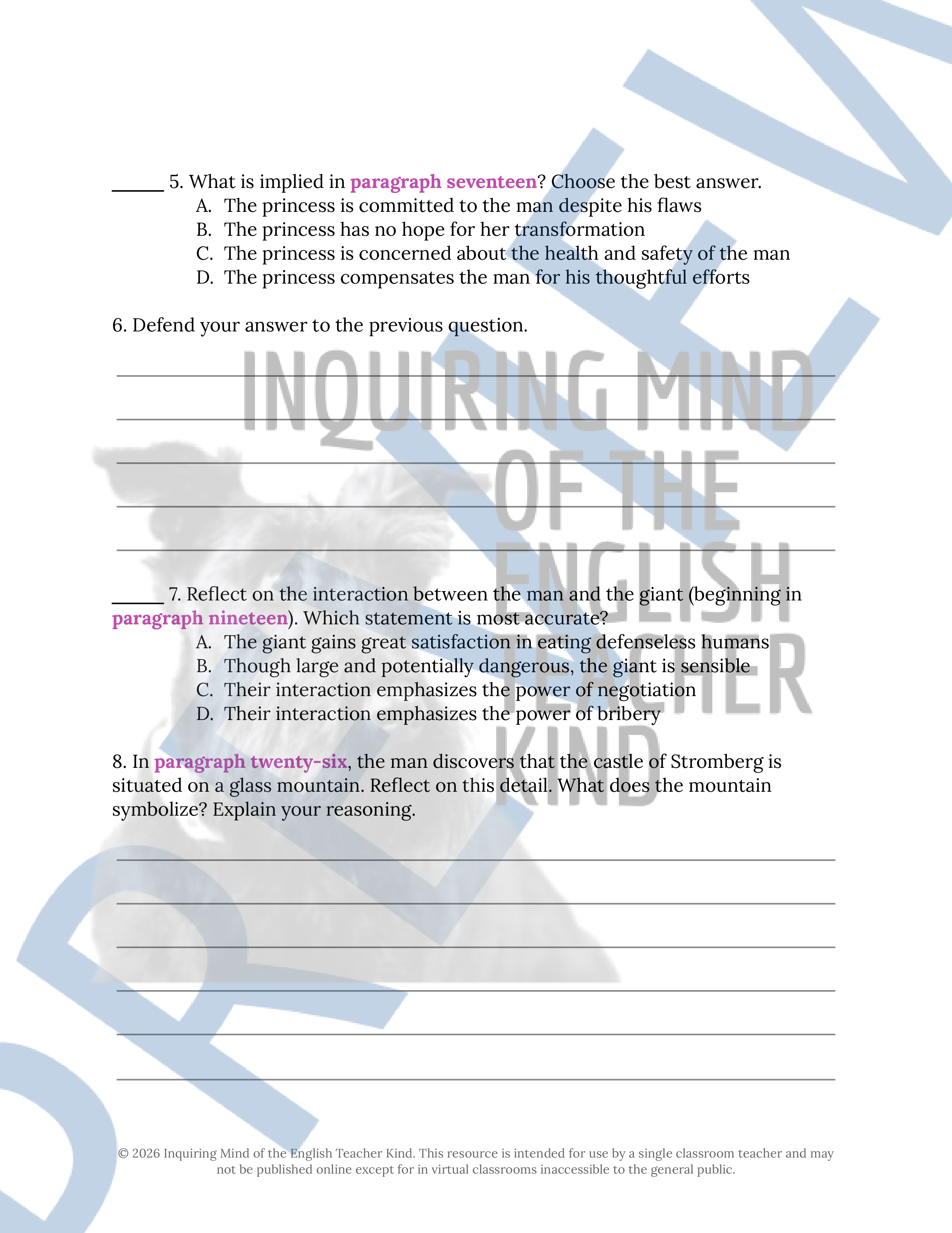 "The Raven" Close Reading Analysis Worksheet | Grimm's Fairy Tale ...