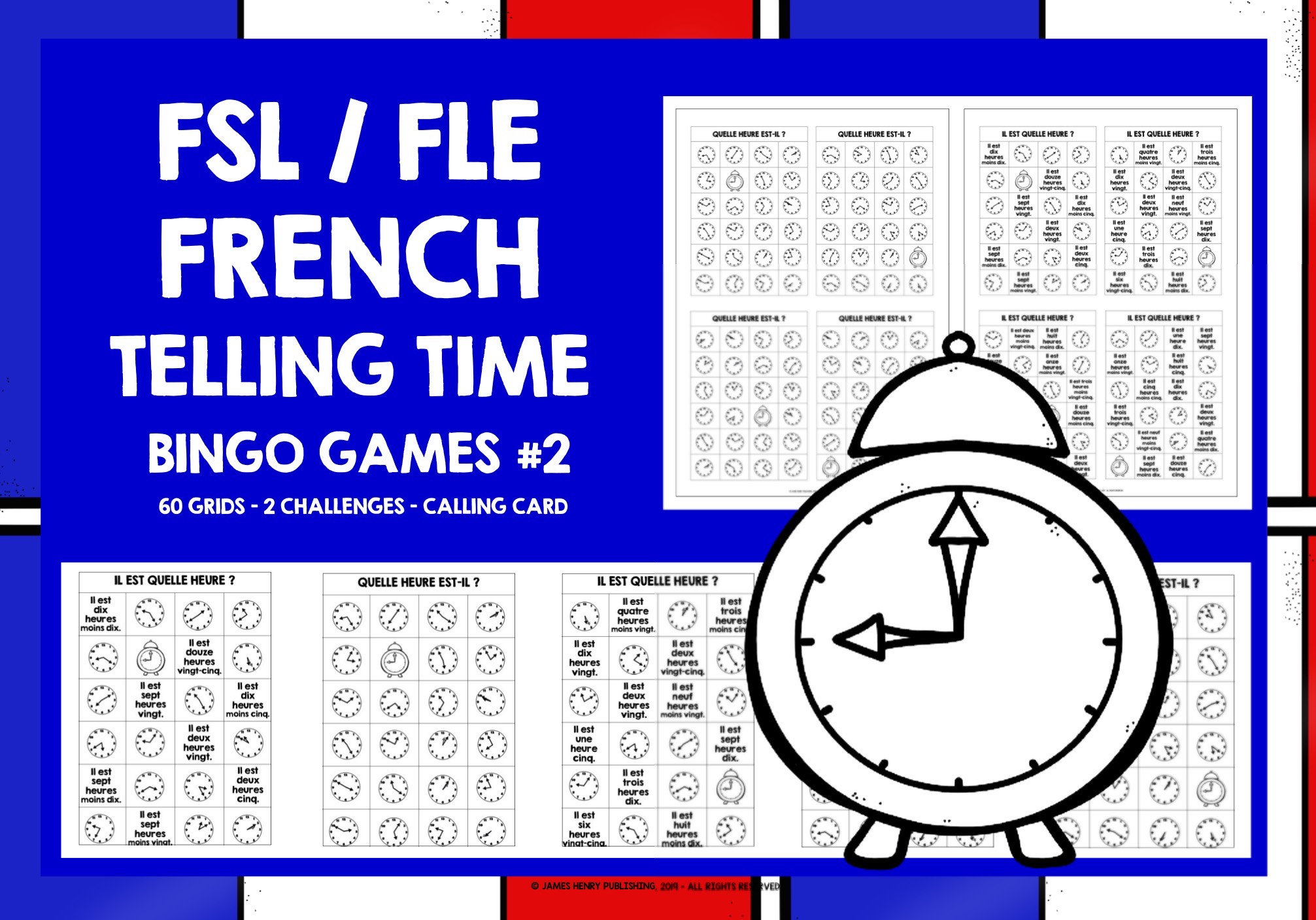 FRENCH TELLING THE TIME BINGO #2 | Teaching Resources