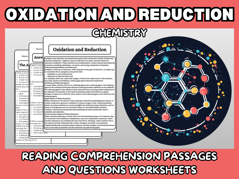 Oxidation and Reduction - Chemistry Reading Comprehension Passages ...