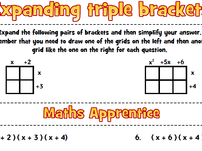 Expanding Triple Brackets Worksheet Teaching Resources Expanding Triple Brackets Worksheet Teaching Resources
