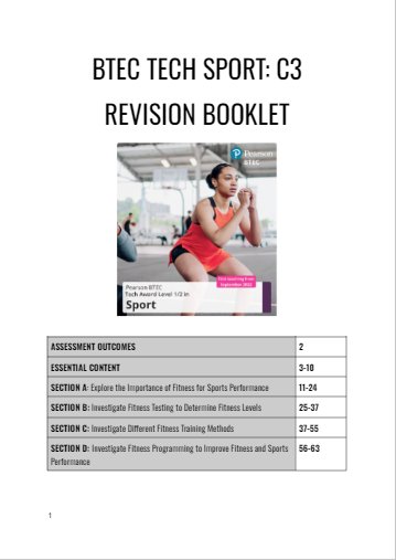 BTEC Tech Sport (2022) Revision Booklet - Component Three (Exam ...