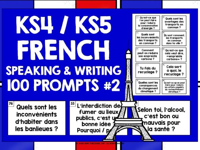 FRENCH SPEAKING & WRITING PROMPTS #2 | Teaching Resources