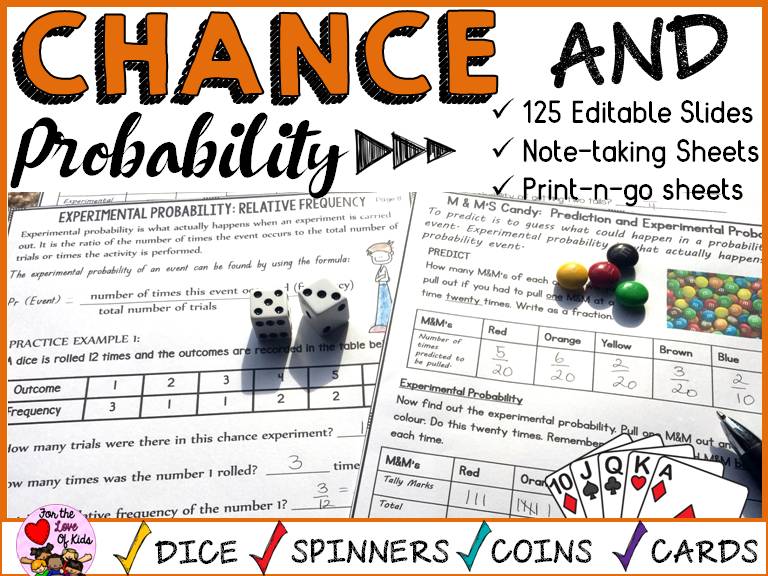 CHANCE AND PROBABILITY BUNDLE: EDITABLE SLIDES:SHEETS: TASK CARDS ...
